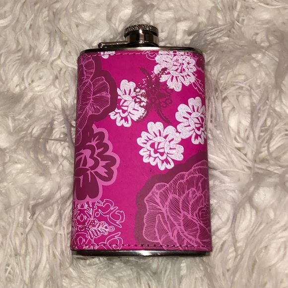 Dining | Pink Flask With Pink White Glitter Flowers | Poshmark